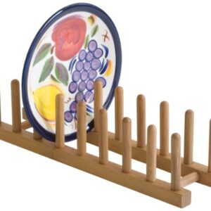 Lipper International 887 Bamboo Wood Plate Rack and Pot Lid Holder, 15-3/8" x 4-3/8" x 4"