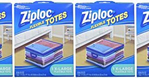 Ziploc Flexible Totes Clothes and Blanket Storage Bags, Perfect for Closet Organization and Storing Under Beds, XL, 4 Count