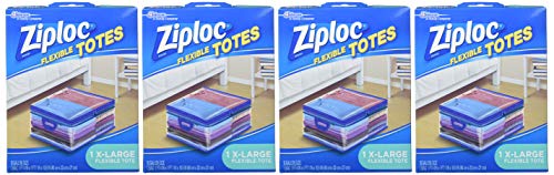 Ziploc Flexible Totes Clothes and Blanket Storage Bags, Perfect for Closet Organization and Storing Under Beds, XL, 4 Count