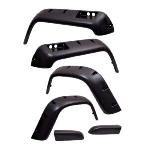 rugged ridge 11632.10 all terrain fender flare kit, 6 inch, 6 piece; 87-95 jeep wrangler yj