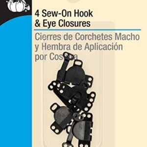 Dritz 93-1 Sew-On Hook & Eye Closures, Black 4-Count