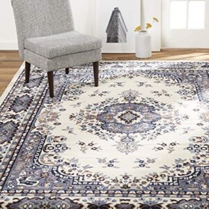 home dynamix premium sakarya traditional medallion border area rug, porcelain, 5’2″x7’4″ rectangle