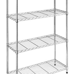 Whitmor Supreme 4 Tier Adjustable Shelves and Leveling Feet, Chrome