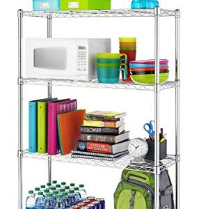 Whitmor Supreme 4 Tier Adjustable Shelves and Leveling Feet, Chrome