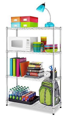 Whitmor Supreme 4 Tier Adjustable Shelves and Leveling Feet, Chrome