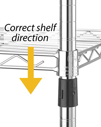 Whitmor Supreme 4 Tier Adjustable Shelves and Leveling Feet, Chrome