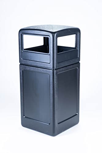 Commercial Zone-73290199 PolyTec 42 Gallon Square Waste Container with Dome Lid Color: Black