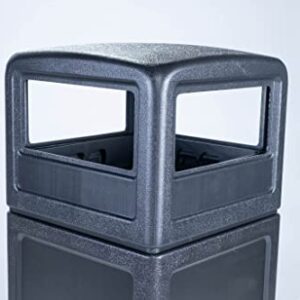 Commercial Zone-73290199 PolyTec 42 Gallon Square Waste Container with Dome Lid Color: Black