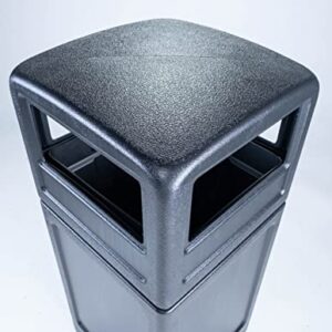 Commercial Zone-73290199 PolyTec 42 Gallon Square Waste Container with Dome Lid Color: Black