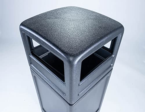 Commercial Zone-73290199 PolyTec 42 Gallon Square Waste Container with Dome Lid Color: Black