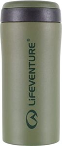 lifeventure thermal mug, leakproof & vacuum insulated reusable coffee travel cup, 300ml, matt khaki