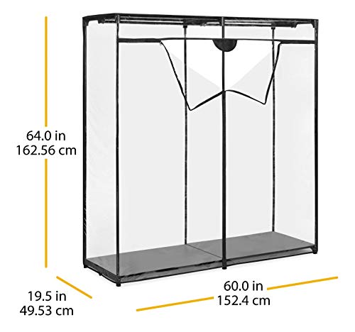 Whitmor Extra Wide Clothes Closet - Freestanding Garment Organizer with Clear Cover