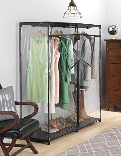 Whitmor Extra Wide Clothes Closet - Freestanding Garment Organizer with Clear Cover