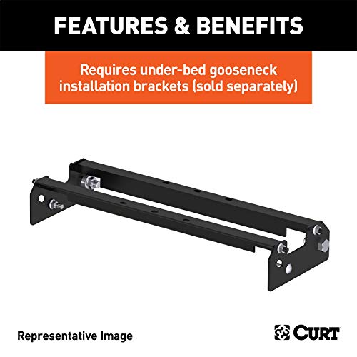 CURT 61052 Over-Bed Folding Ball Gooseneck Hitch, 30,000 lbs, 2-5/16-Inch Ball , Black