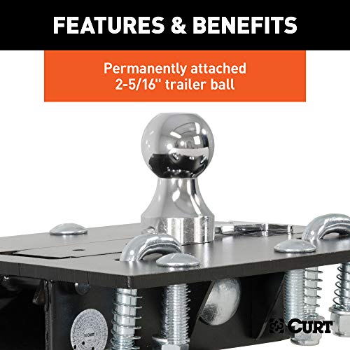 CURT 61052 Over-Bed Folding Ball Gooseneck Hitch, 30,000 lbs, 2-5/16-Inch Ball , Black