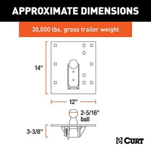 CURT 61052 Over-Bed Folding Ball Gooseneck Hitch, 30,000 lbs, 2-5/16-Inch Ball , Black