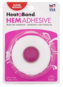 heatnbond hem iron-on adhesive, super weight, 3/4 inch x 8 yards, white