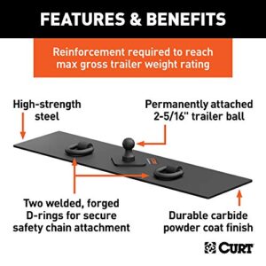 CURT 65500 Over-Bed Flat Plate Gooseneck Hitch, 30,000 lbs, 2-5/16-Inch Ball , Black