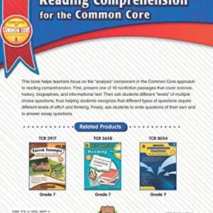 Teacher Created Resources Nonfiction Reading Comprehension for the Common Core Book, Grade 7