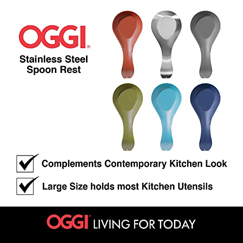 Oggi Stainless Steel Spoon Rest, 8.25 inch by 4.5 inch (7048.)