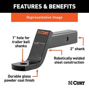 CURT 45070 Class 3 Trailer Hitch Ball Mount, Fits 2-Inch Receiver, 7,500 lbs, 1-Inch Hole, 6-Inch Drop