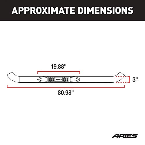 ARIES 204041-2 3-Inch Round Polished Stainless Steel Nerf Bars, No-Drill, Select Chevrolet, GMC C2500, C3500, K2500, K3500