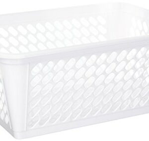 School Smart Large Storage Basket, 17-3/4 X 11-3/4 X 7 in, White