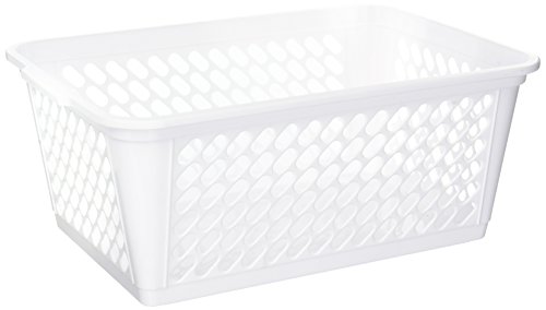 School Smart Large Storage Basket, 17-3/4 X 11-3/4 X 7 in, White