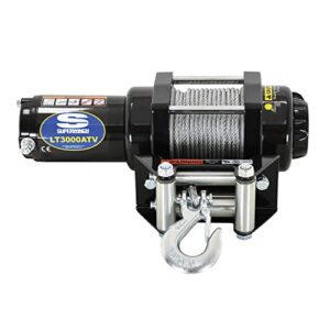 Superwinch 1130220 LT3000 12V DC WInch 3,000lb/1361kg Single Line Pull with Roller Fairlead, 3/16in x 50ft Steel Wire Rope, Corded Handheld Remote