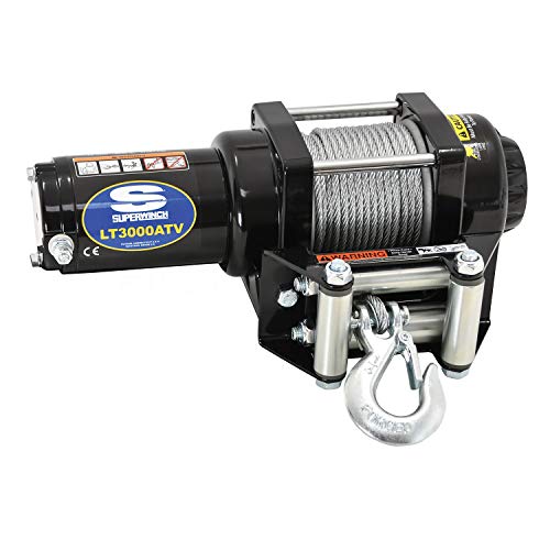 Superwinch 1130220 LT3000 12V DC WInch 3,000lb/1361kg Single Line Pull with Roller Fairlead, 3/16in x 50ft Steel Wire Rope, Corded Handheld Remote