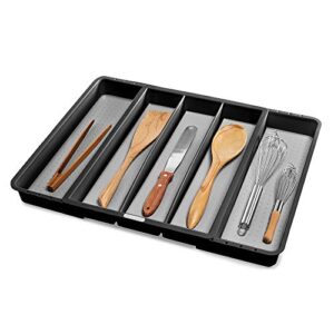 madesmart Expandable Utensil Tray - Granite| CLASSIC COLLECTION| 5-Compartments | Kitchen Organizer | Soft-Grip Lining | Easy to Clean | BPA-Free