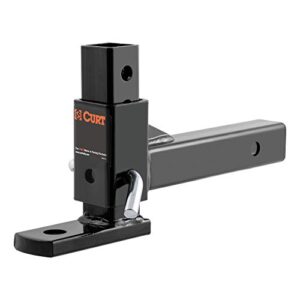 curt 45812 adjustable trailer hitch mount, fits 2-inch receiver, 7-1/2-inch drop, 1-inch hole, 5,000 lbs, gloss black powder coat