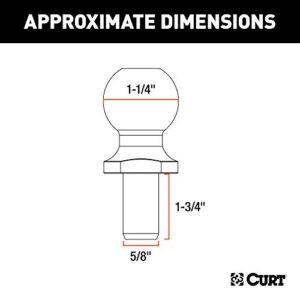 CURT 40093 Replacement Trailer Sway Control Ball, 1-1/4-Inch Diameter, 5/8 x 1-3/4-In Shank