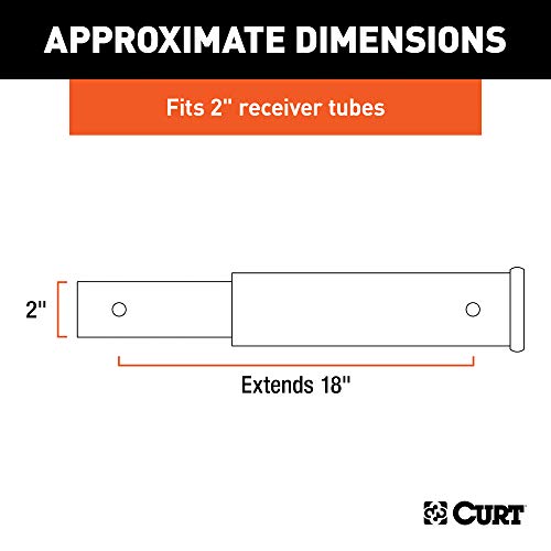 CURT 45796 18-Inch Long Trailer Hitch Extension for 2-Inch Receiver, 3,500 lbs , Black