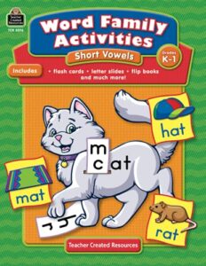 word family activities: short vowels grd k-1: short vowels grd k-1