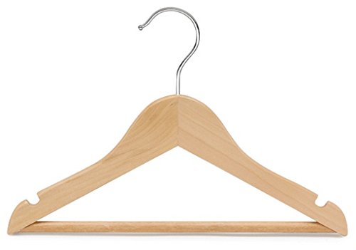 Only Hangers Children's Natural Finish Wood Top Hangers with Bar (Set of 25)