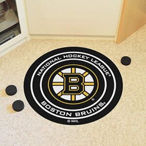 FANMATS 10495 Boston Bruins Hockey Puck Shaped Rug - 27in. Diameter, Hockey Puck Design, Sports Fan Accent Rug