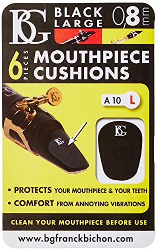 BG A10L Large Mouthpiece, 0.8mm Patches, 6 Pack - Black