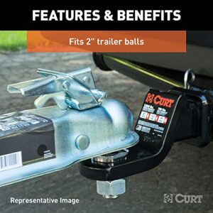 CURT 25135 Straight Tongue Trailer Coupler for 2-1/2-Inch Channel, 2-In Hitch Ball, 3,500 lbs, CLEAR ZINC