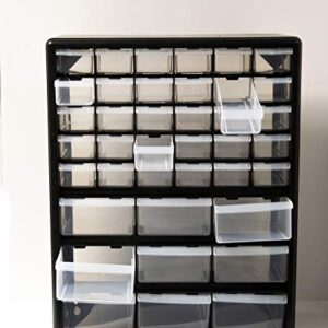 Homak Parts Organizer, Black, 39 Drawers