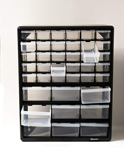 Homak Parts Organizer, Black, 39 Drawers