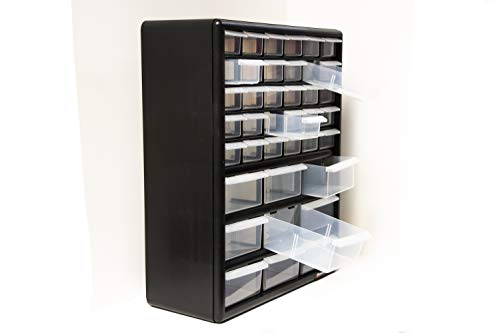 Homak Parts Organizer, Black, 39 Drawers