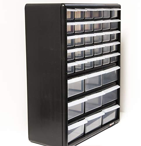 Homak Parts Organizer, Black, 39 Drawers