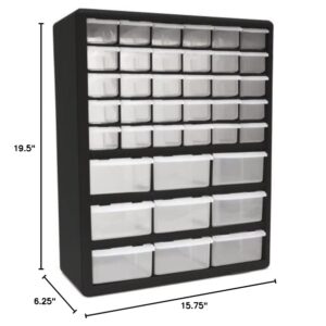 Homak Parts Organizer, Black, 39 Drawers