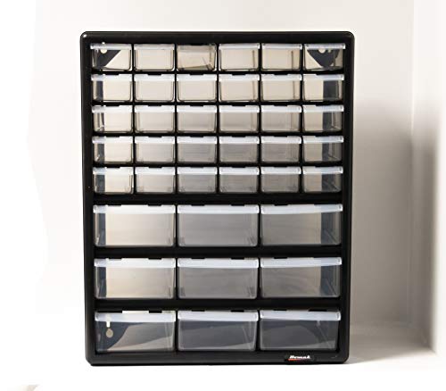 Homak Parts Organizer, Black, 39 Drawers