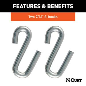 CURT 80030 48-Inch Trailer Safety Chain with 7/16-In S-Hooks, 5,000 lbs Break Strength , White