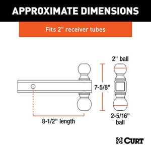 CURT 45665 Multi-Ball Trailer Hitch Ball Mount, 2, 2-5/16-Inch Balls, Fits 2-Inch Receiver, 10,000 lbs