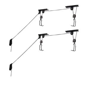 rad sportz bicycle hoist 2-pack quality garage storage bike lift with 100 lb capacity even works as ladder lift premium quality