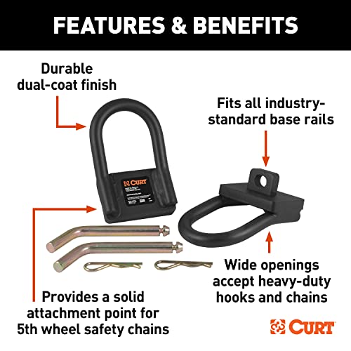 CURT 16000 5th Wheel Hitch Safety Chain Anchors, Fits Industry-Standard Rails