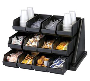 cambro 12rs12110 black versa self serve condiment bin stand set with 3-tier stand and 12″ condiment bins case of 1